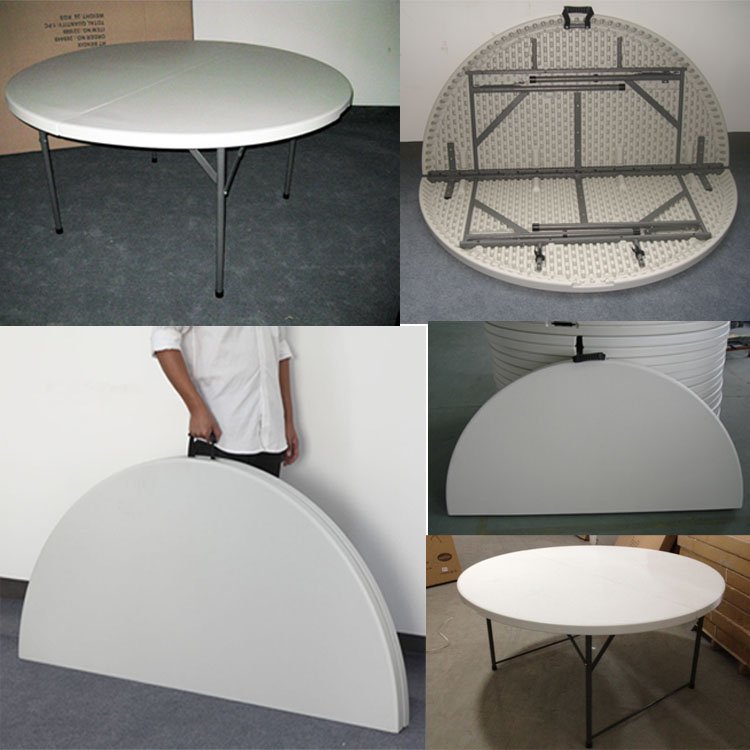 Heavy Duty Folding Plastic Round Table Portable & Space Saving